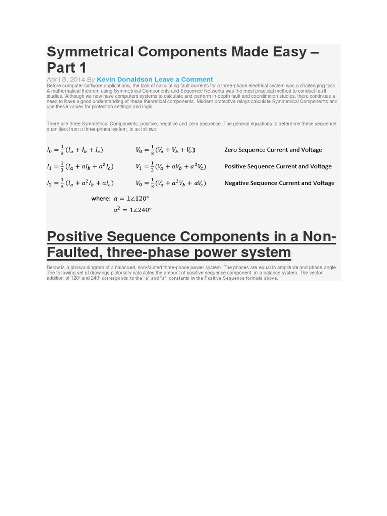 Symmetrical Components Made Easy | PDF | Physics | Electrical Engineering
