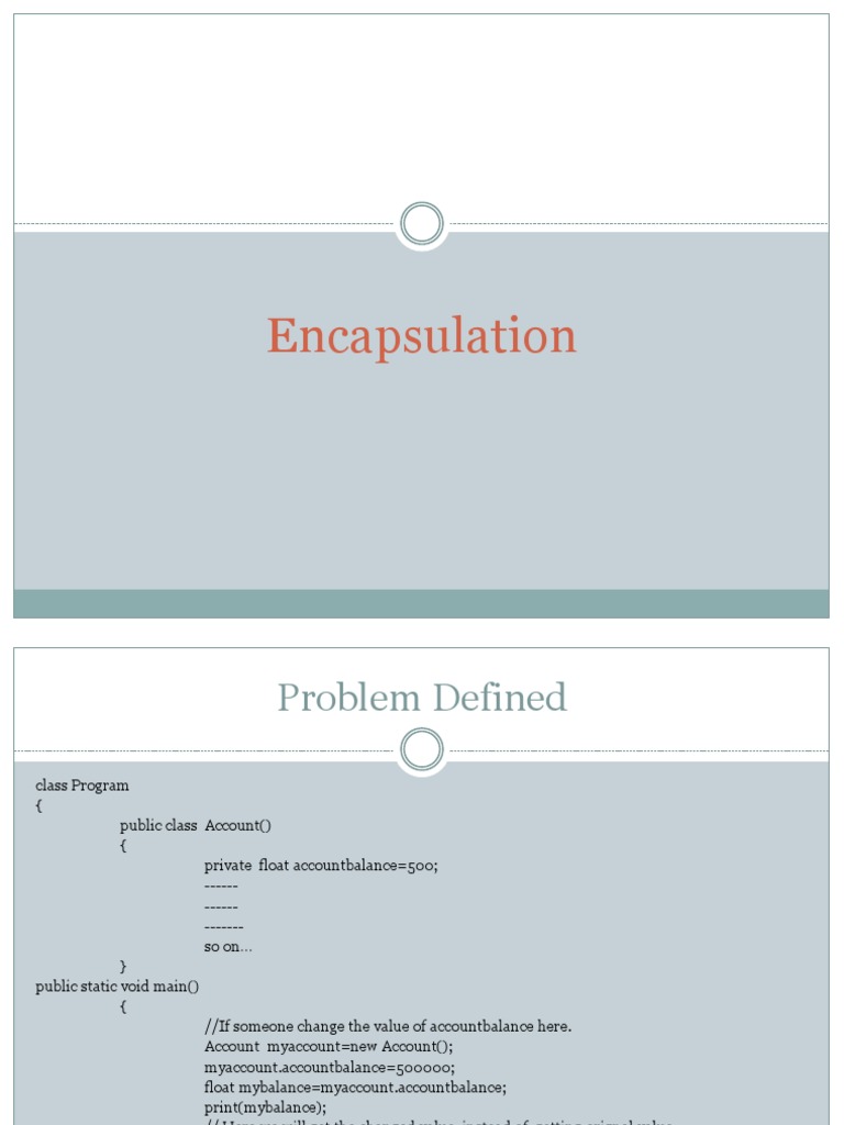 Encapsulation Presentation | PDF | Array Data Structure | Class ...