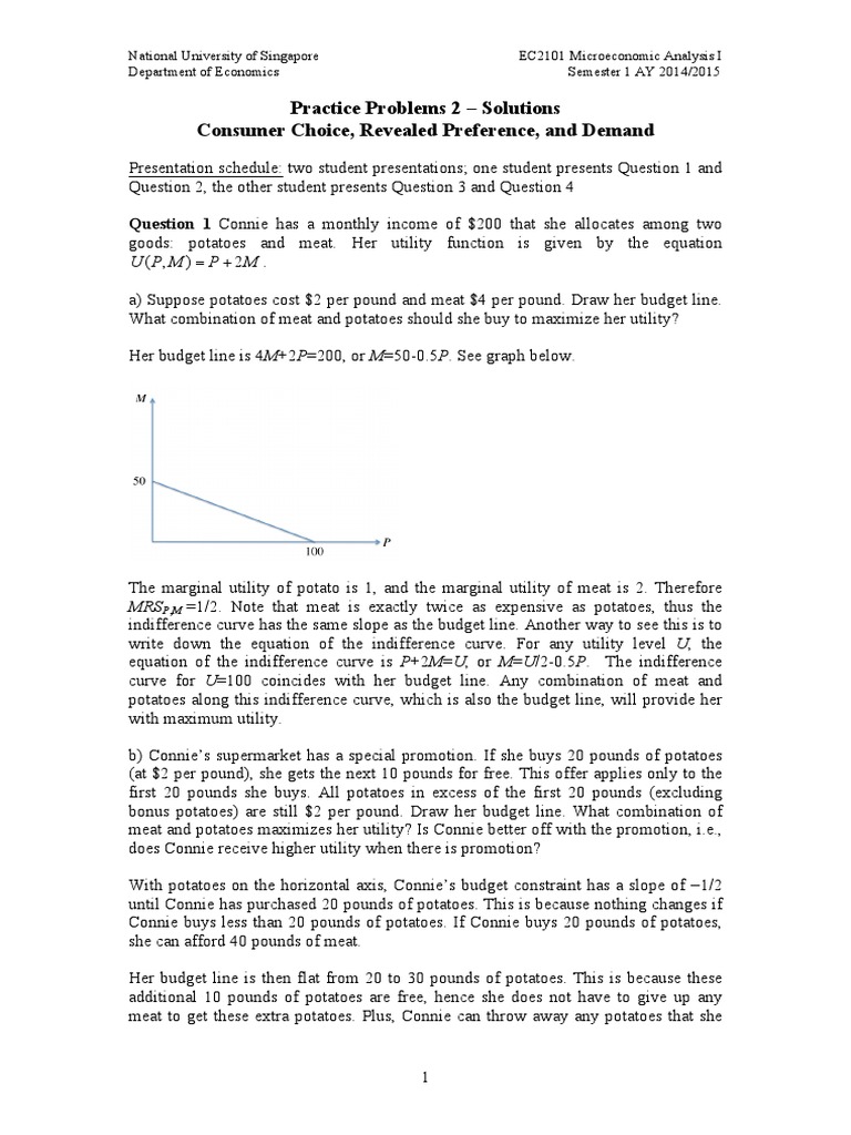 Practice Problems 2 Solution | PDF | Demand | Utility