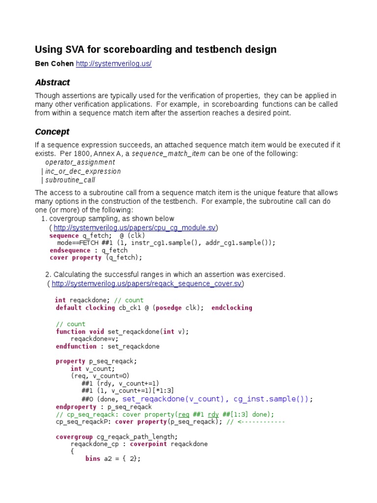 SystemVerilog Assertions Guide | PDF | Subroutine | Areas Of Computer Science