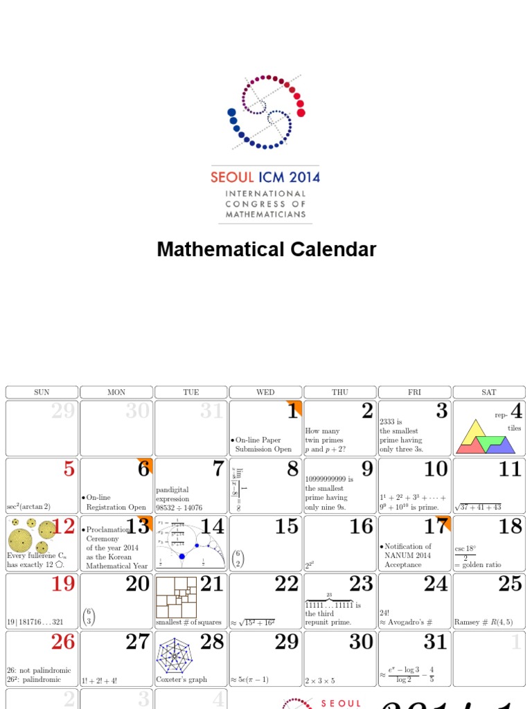 Calendar ICM2014 | PDF | Geometry | Teaching Mathematics