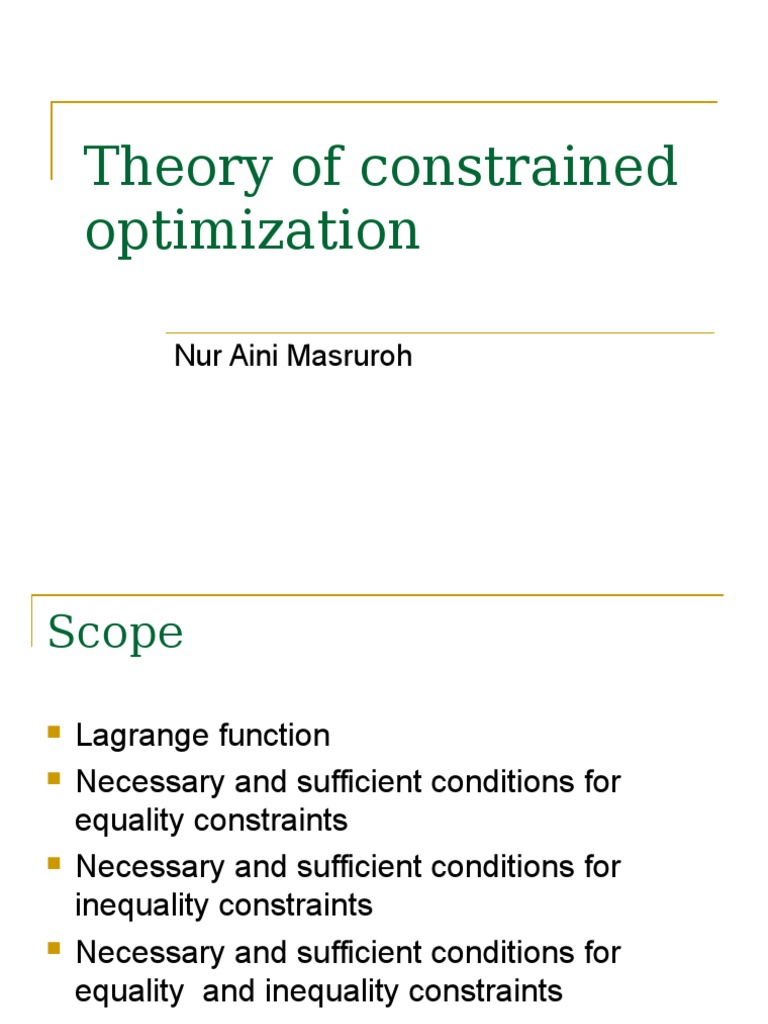 Theory of Constrained Optimization | PDF | Mathematical Optimization | Mathematics Of Computing