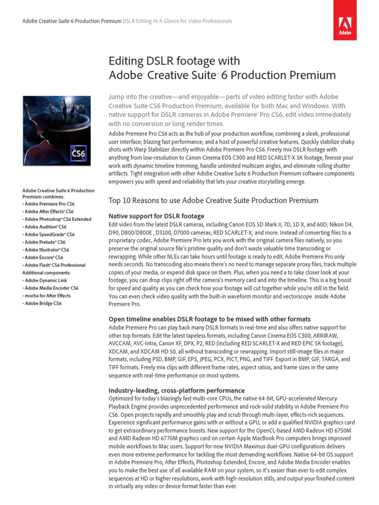Adobe Production Premium Cs6 For DLSR | PDF | Adobe Photoshop | Adobe ...