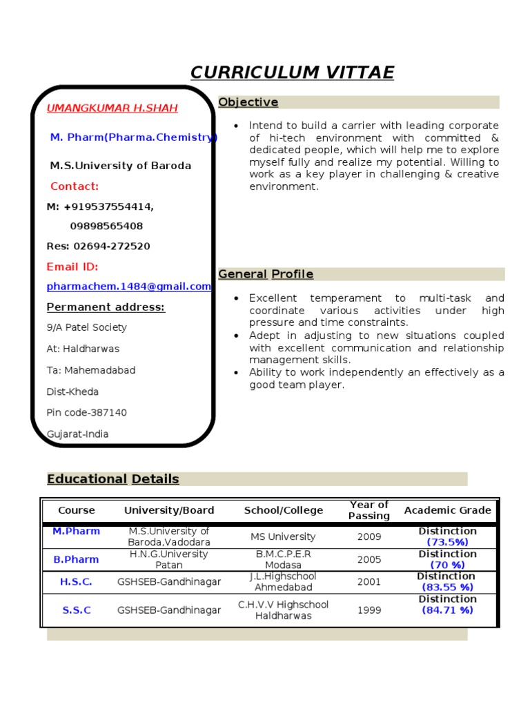 Curriculum Vittae | PDF