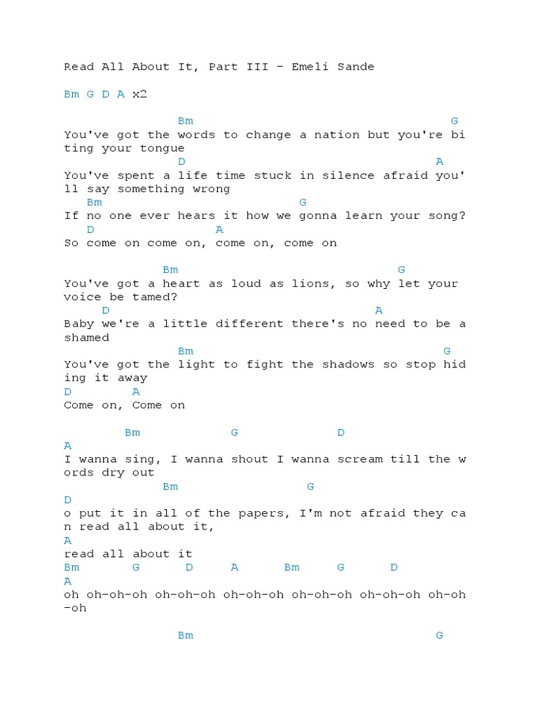 Read All About It Chords | PDF | Recorded Music | Leisure