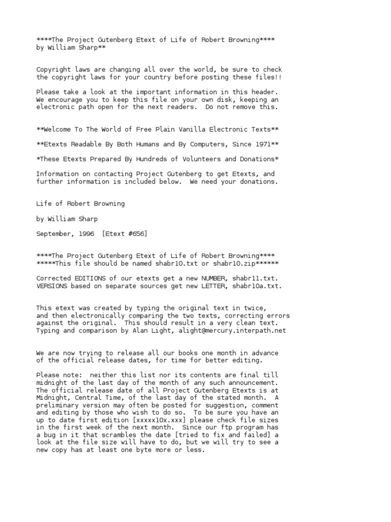 Life of Robert Browning by Sharp, William, 1856-1905 | PDF | Project ...