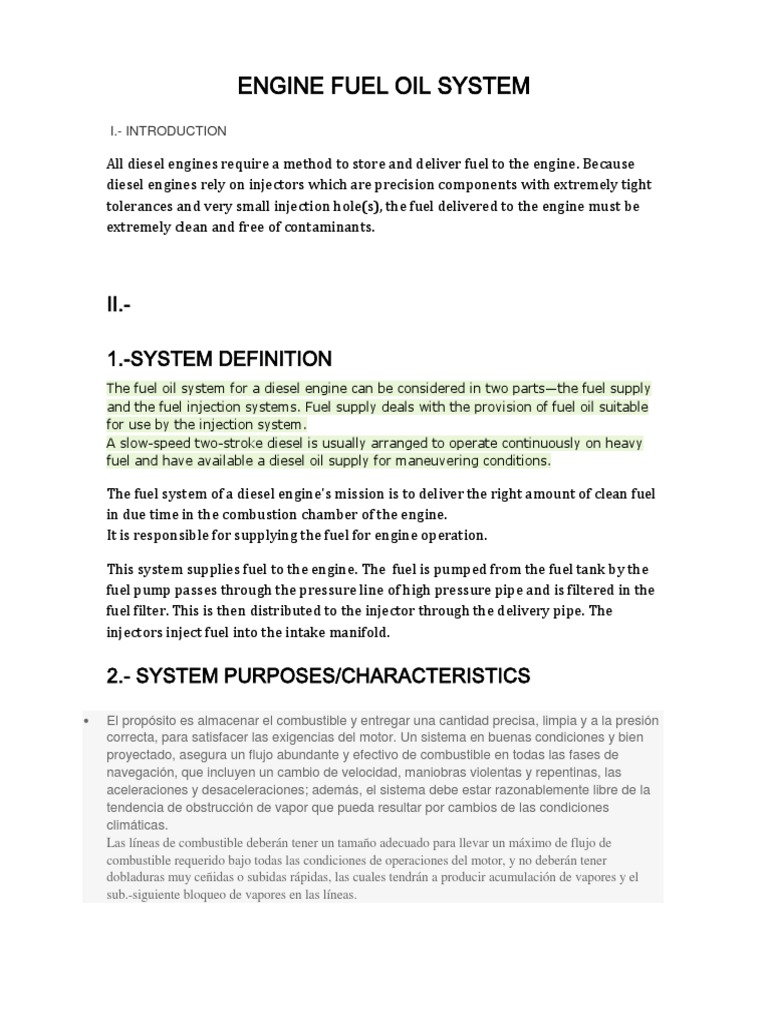Engine Fuel Oil System Final | PDF | Fuel Injection | Diesel Engine