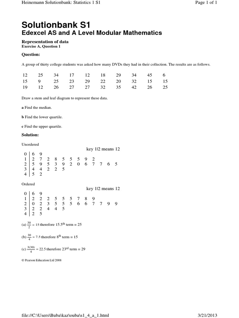 Solutionbank S1: Edexcel AS and A Level Modular Mathematics | PDF ...