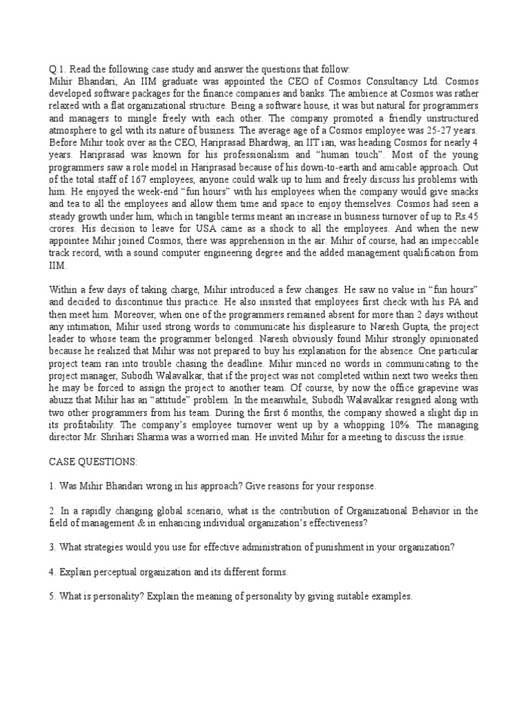 Organizational Behaviour Case Study | PDF | Business