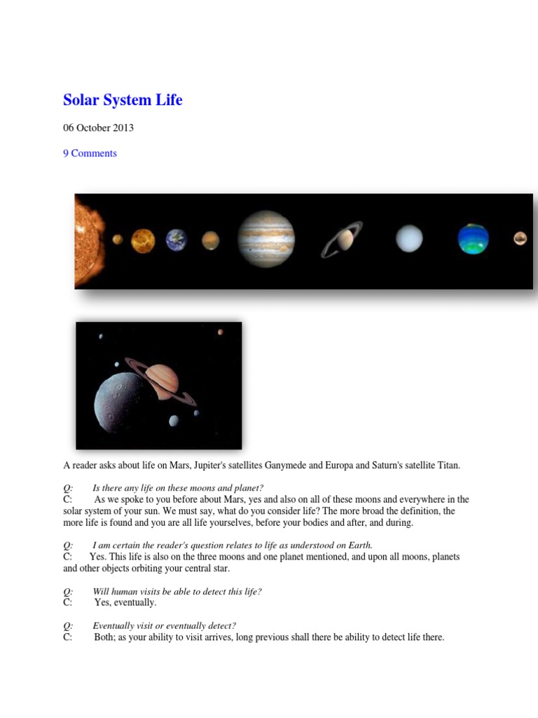 Solar System Life | Download Free PDF | Natural Satellite | Planets
