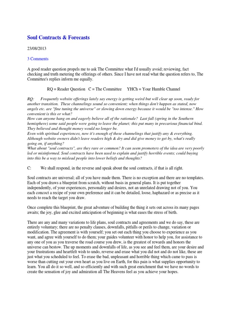 Soul Contracts | PDF | Consciousness | Truth