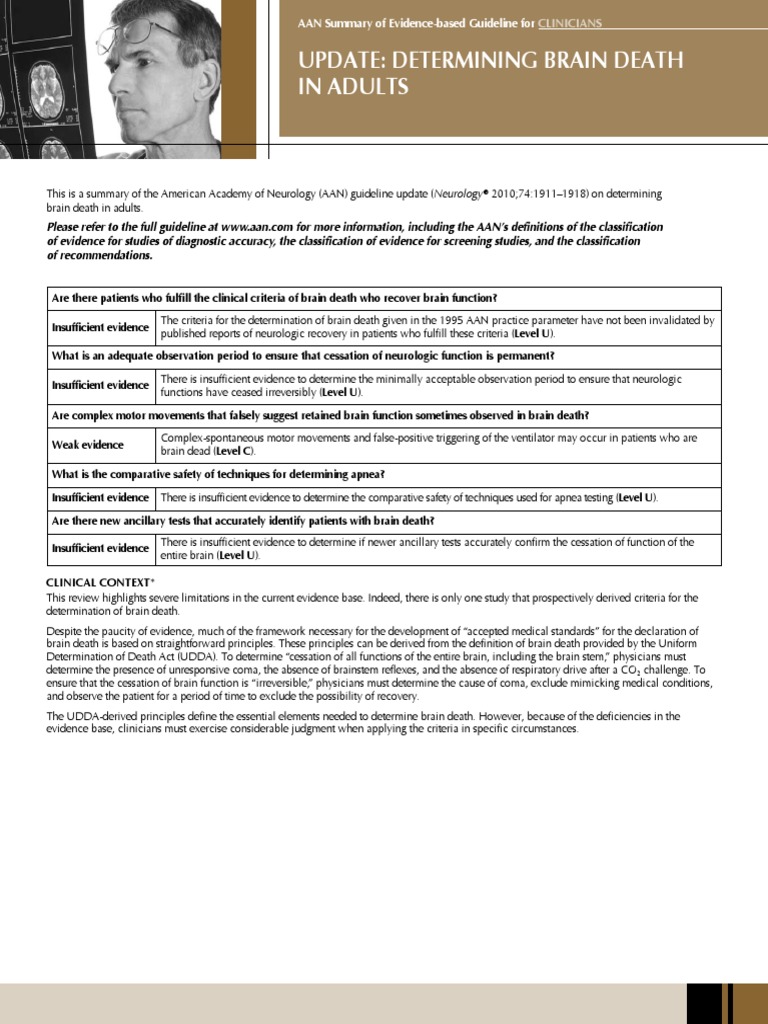 Brain Death Check List AAN2010 | PDF | Evidence Based Medicine | Coma
