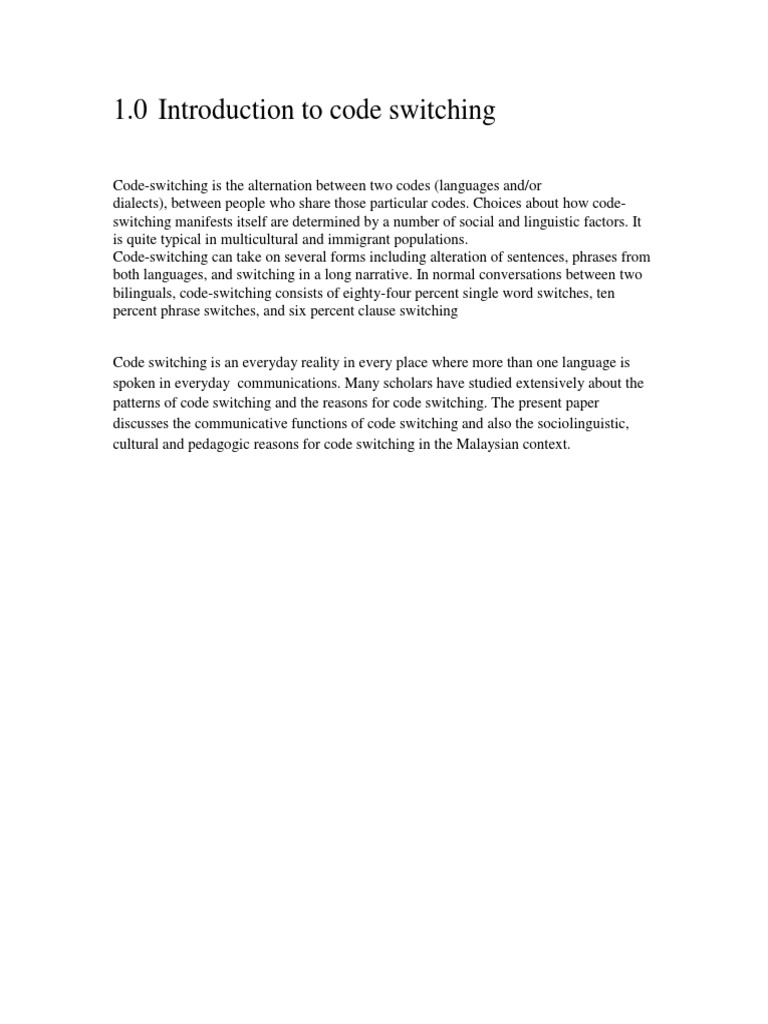 Introduction to Code Switching | English As A Second Or Foreign ...