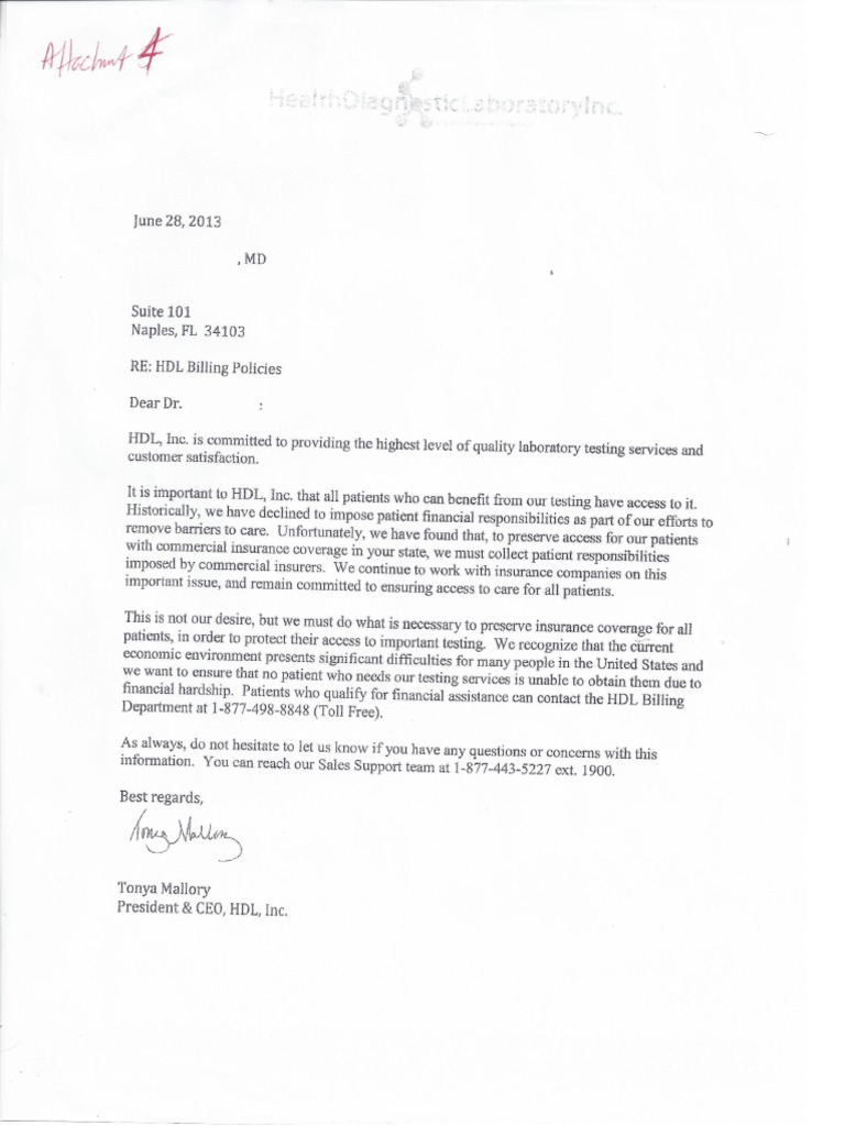HDL 2913 Letter Ending CoPay Policy | PDF