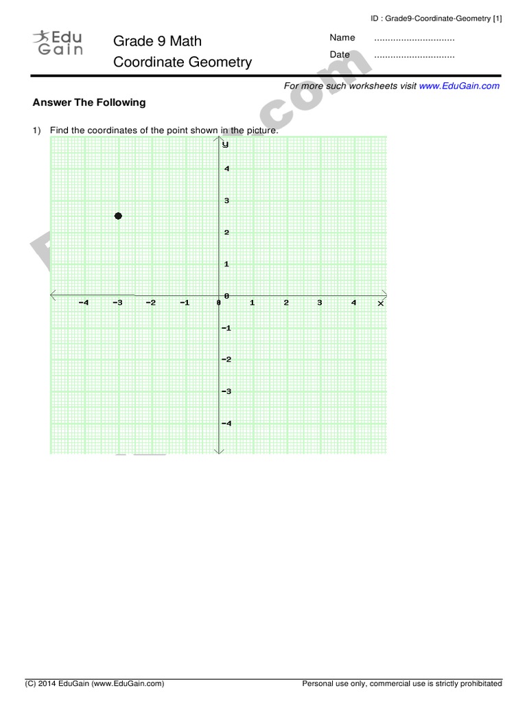 Grade 9 : Coordinate Geometry : EduGain.com | Cartesian Coordinate ...