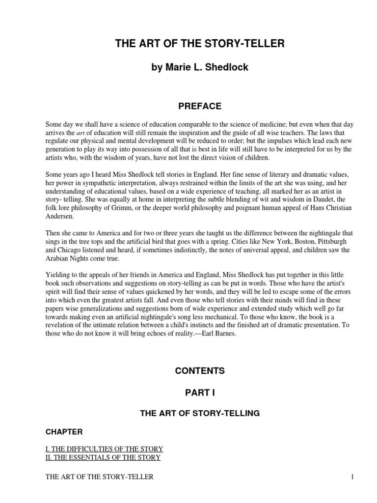 The Art of The Story-Teller by Shedlock, Marie L., 1854-1935 | PDF ...