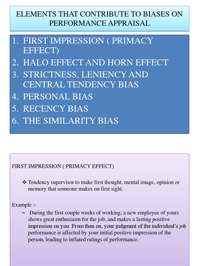 Elements That Contribute to Biases on Performance Appraisal - Ppt ...