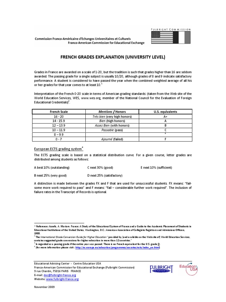 French University Grades Explained | PDF | France | The United States