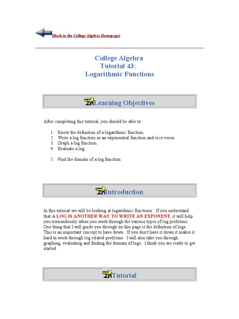College Algebra Tutorial 43: Logarithmic Functions | PDF | Logarithm ...