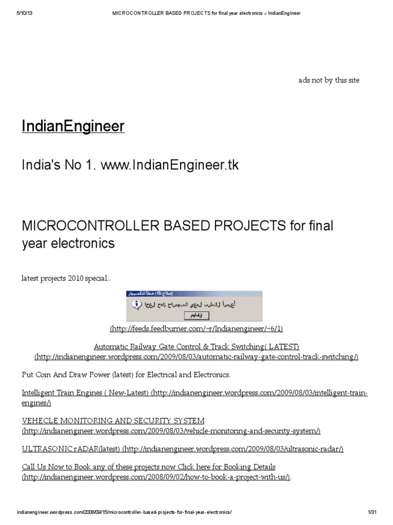 MICROCONTROLLER BASED PROJECTS For Final Year Electronics IndianEngineer | PDF | Microcontroller ...