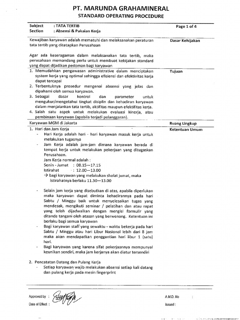 SOP Absensi Dan Pakaian Kerja | PDF