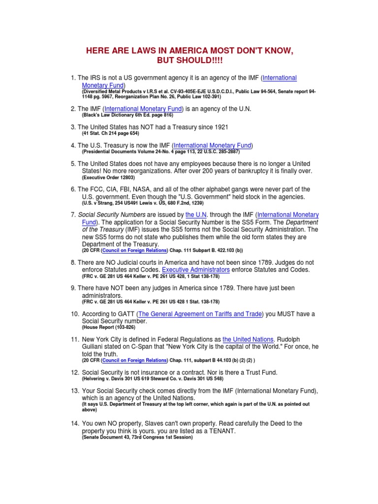Here Are Laws in America Most Dont Know | PDF | Federal Government Of ...