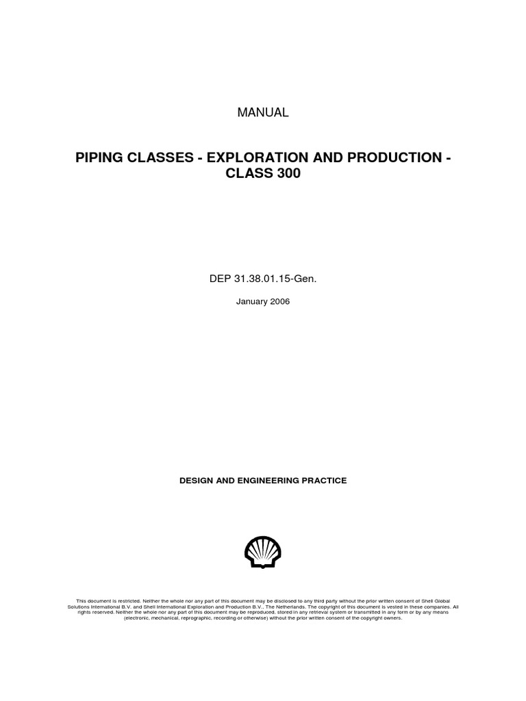 Piping Classes - Exploration and Production - CLASS 300: Manual | PDF ...