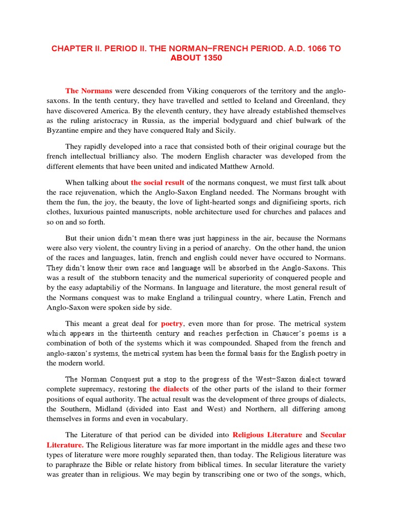 Chapter Ii. Period Ii. The Norman French Period. A.D. 1066 To ABOUT ...