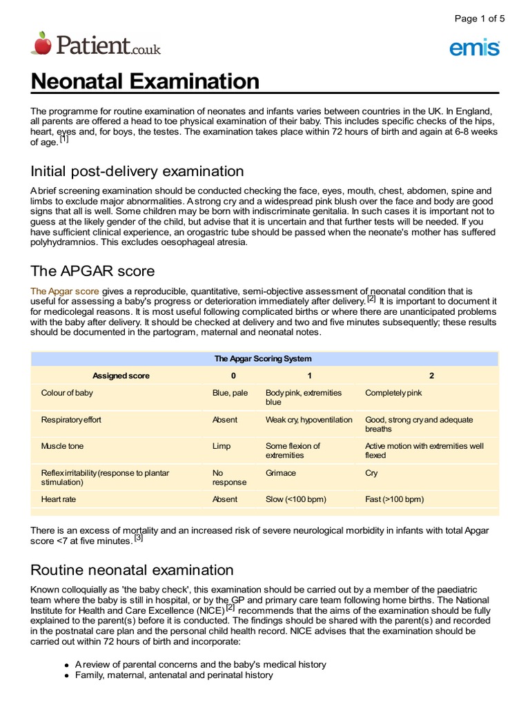 Lecture 1 Apgar | PDF | Infants | Congenital Disorder