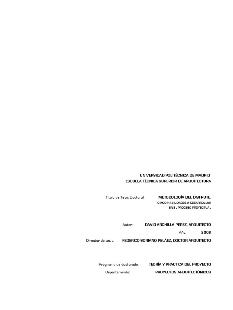 DAVID ARCHILLA PEREZ Metodologia Disfrutista. Tesis | PDF | Felicidad ...