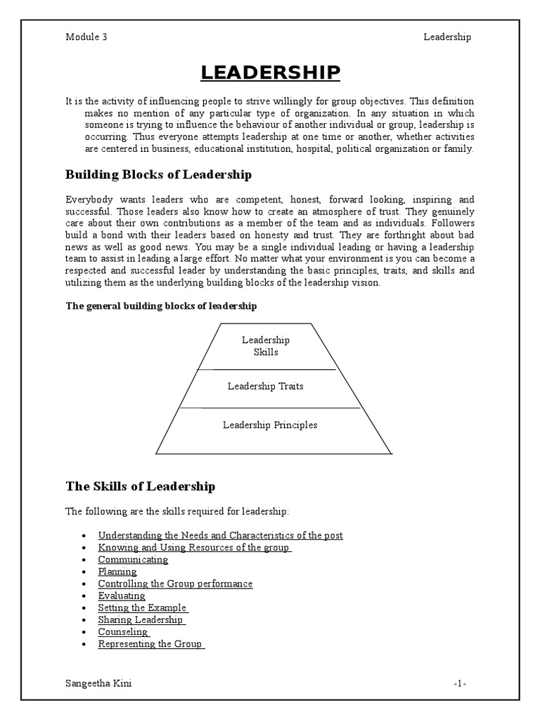 Leadership: Building Blocks of Leadership | PDF | Social Group ...