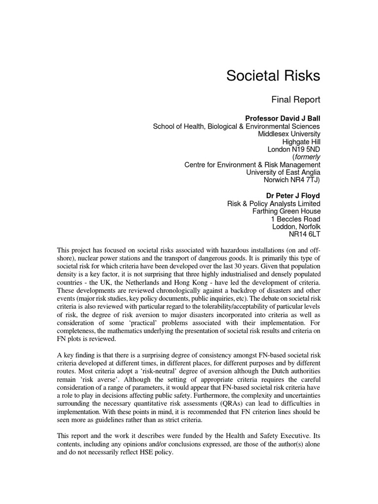 Assessing Societal Risk: A Review of the Historical Evolution and ...