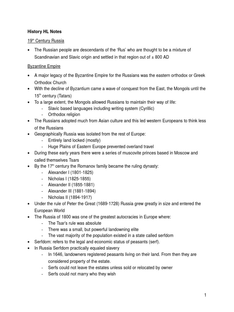 IB History Notes | PDF | Vladimir Lenin | Nicholas Ii Of Russia