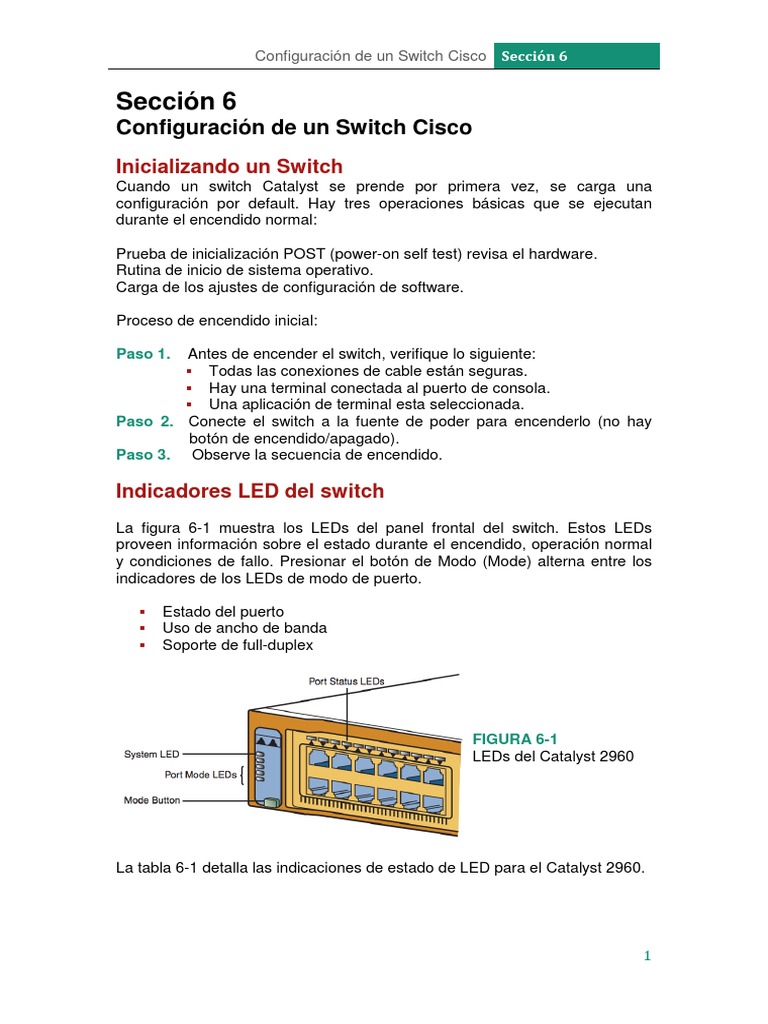 Sección 6: Configuración de Un Switch Cisco | PDF | Dirección IP ...