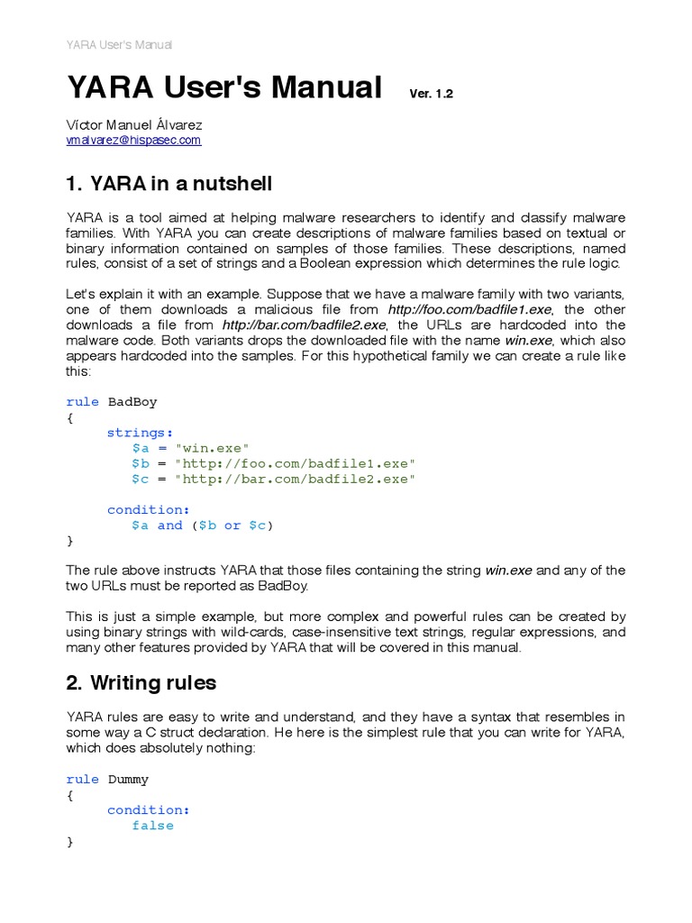 YARA User's Manual 12323 | PDF | String (Computer Science) | Regular Expression