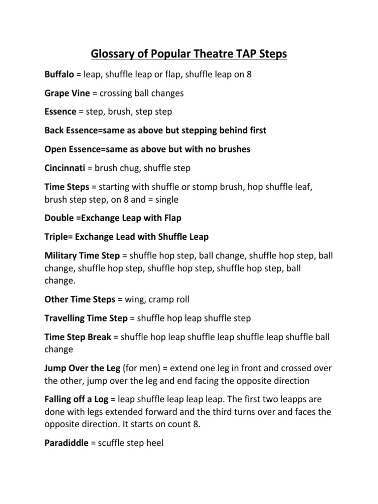 TAP Dictionary For Musical Theatre 2013 | PDF | Dances | Performing Arts