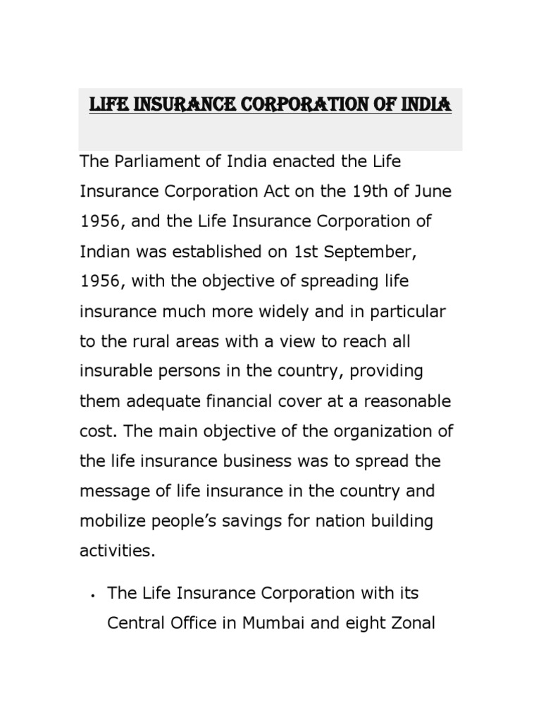 Overview of LIC in India | PDF | Insurance | Economies