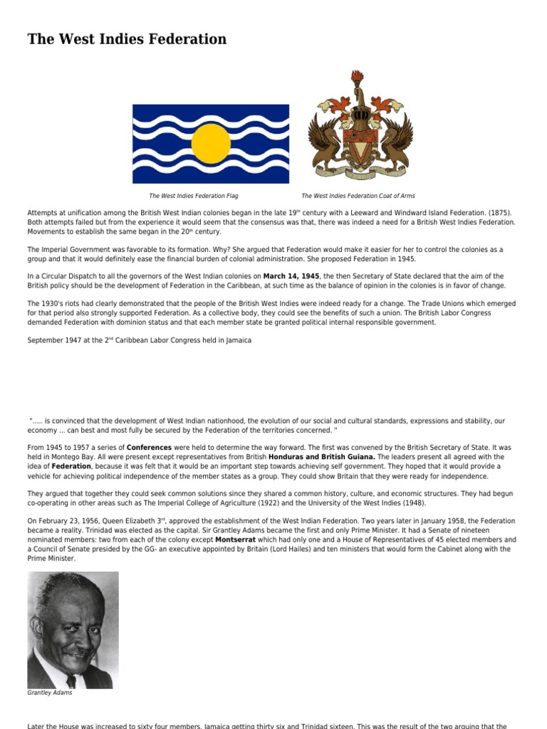 History of the West Indies Federation | PDF | Caribbean | International ...
