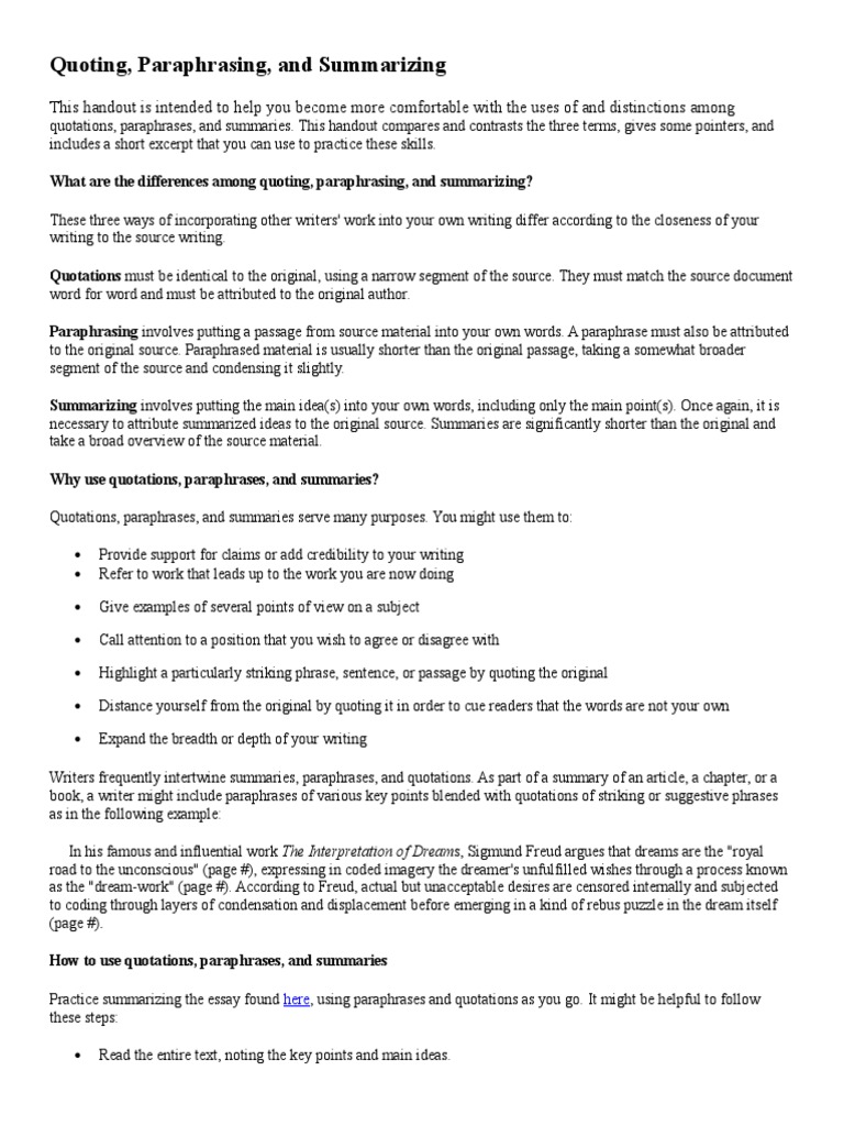 Mastering Quotations, Paraphrases, Summaries | PDF | Plagiarism | Schools