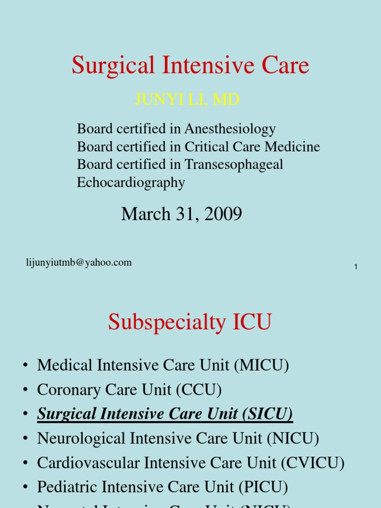 Surgical Intensive Care | PDF | Intensive Care Medicine | Heart