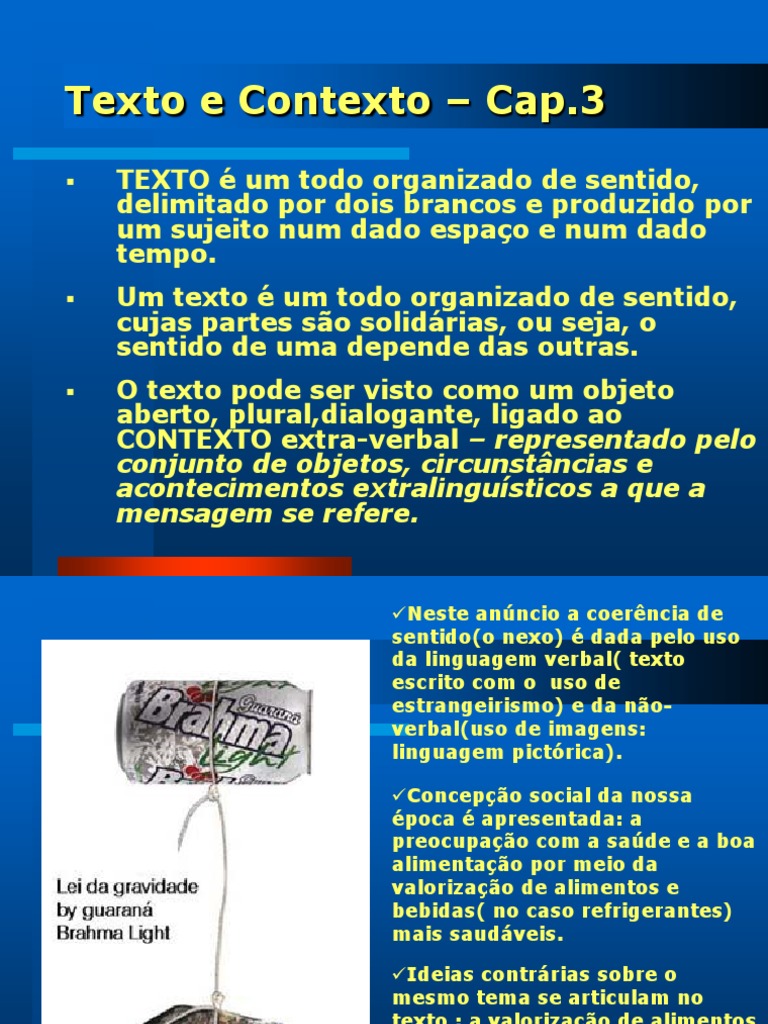 Aula 1 Texto e Contexto | PDF | Idiomas | Science