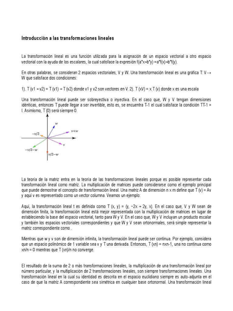 Introducción A Las Transformaciones Lineales | PDF | Mapa lineal | Matriz (Matemáticas)
