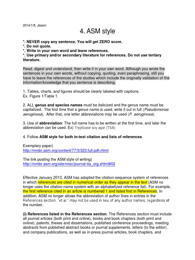ASM style | Microbiology | Earth & Life Sciences