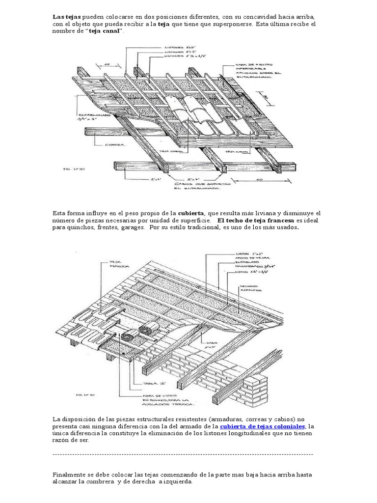 Techos de Tejas | PDF | Techo | Braguero