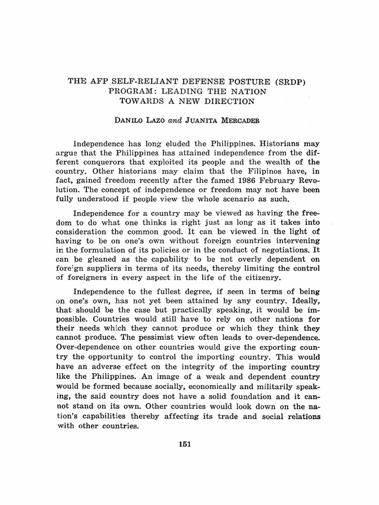 The AFP Self-Reliant Defense Posture (SRDP) Program: Leading The Nation ...