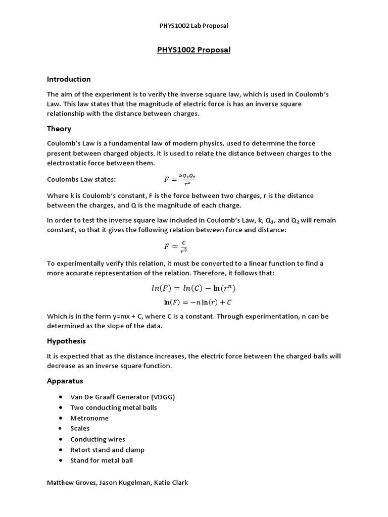 PHYS1002 Proposal 1 | Experiment | Force