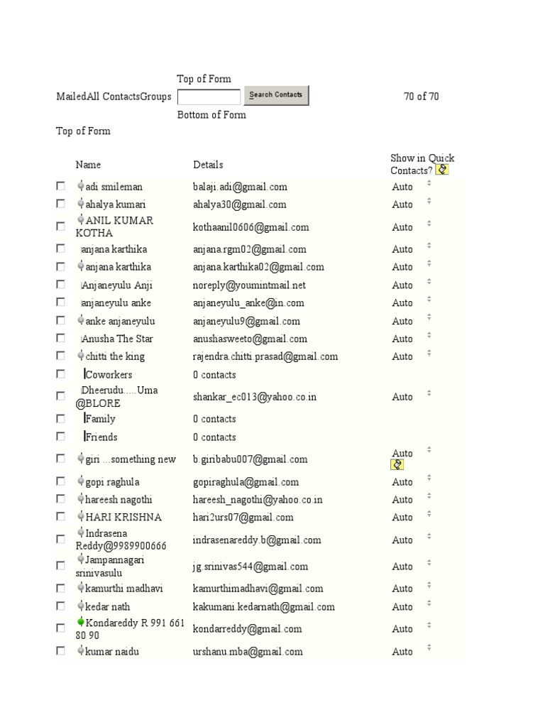 Top of Form MailedAll ContactsGroups Top of Form Name Adi | PDF ...