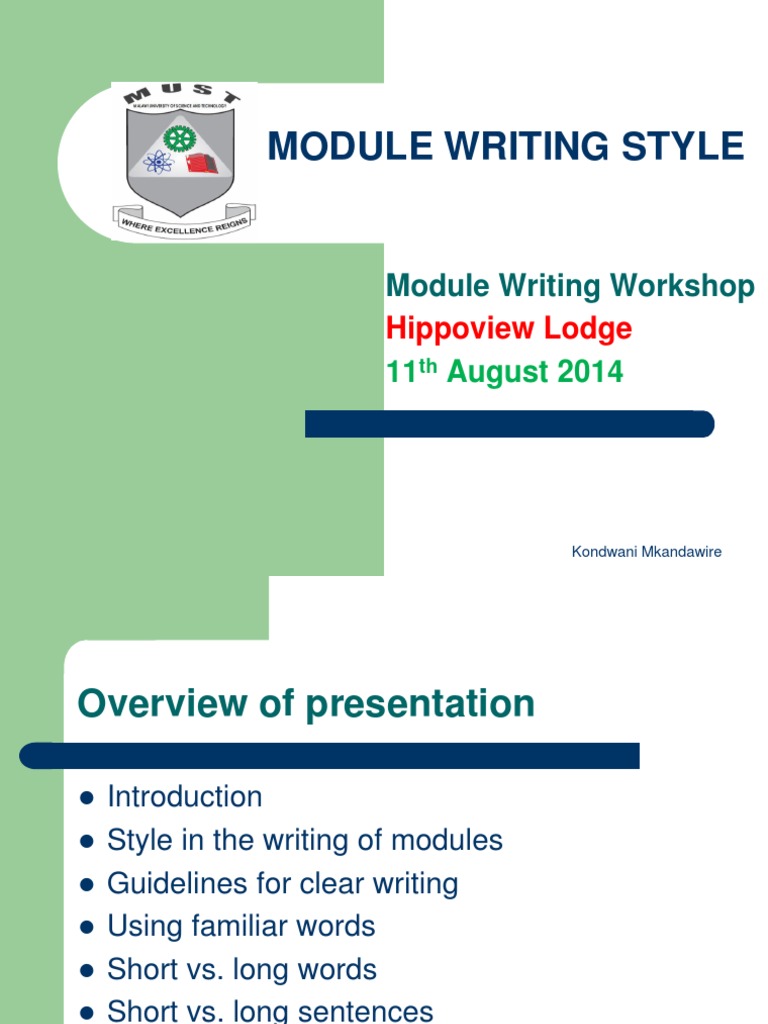 Style in Module Writing | PDF | Instructional Design | Ellipsis