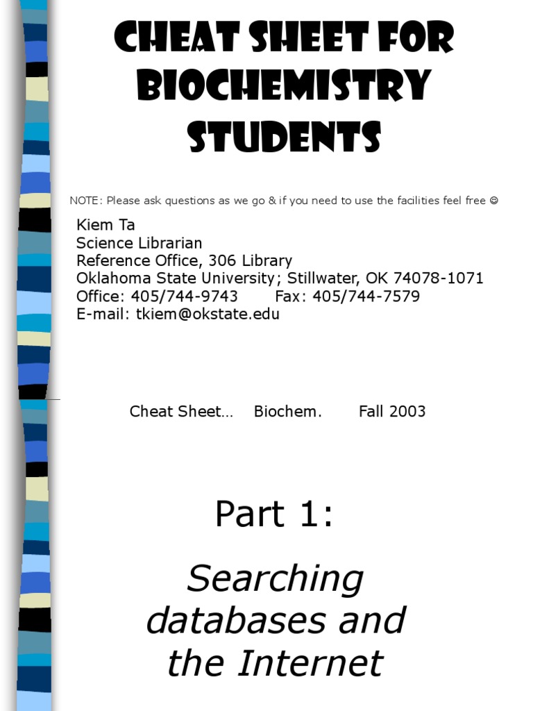 BioChem Cheat Sheet | PDF | Web Search Engine | Information Science