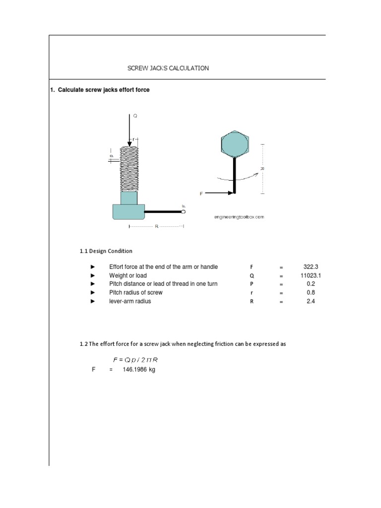 Screw Jacks Calculation | PDF | Screw | Ultimate Tensile Strength